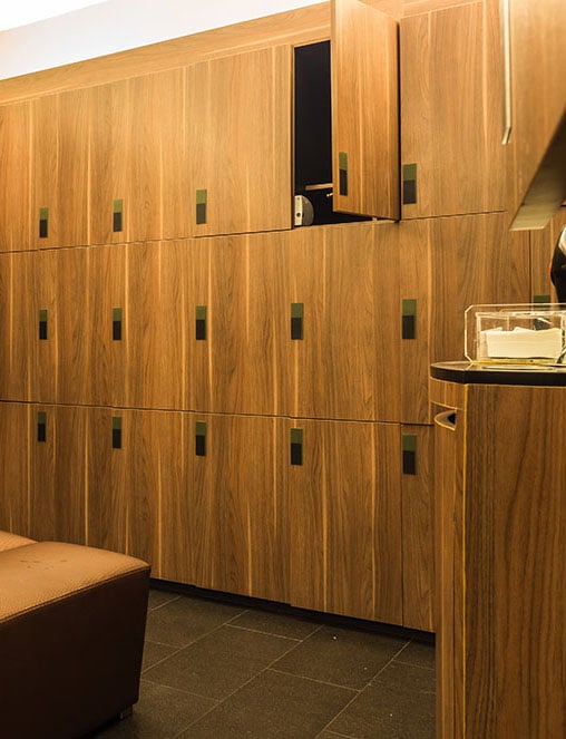 Custom Wood Lockers with Integrated Technology